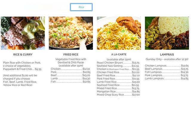 Menu at South Ceylon restaurant, Oakleigh South
