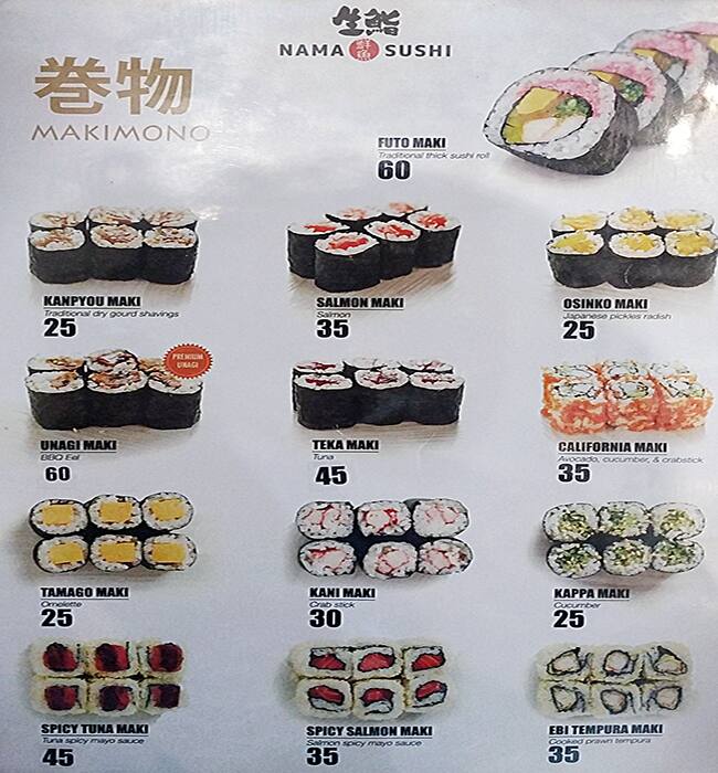 Menu at Nama Sushi by Sushi Masa restaurant, Tangerang