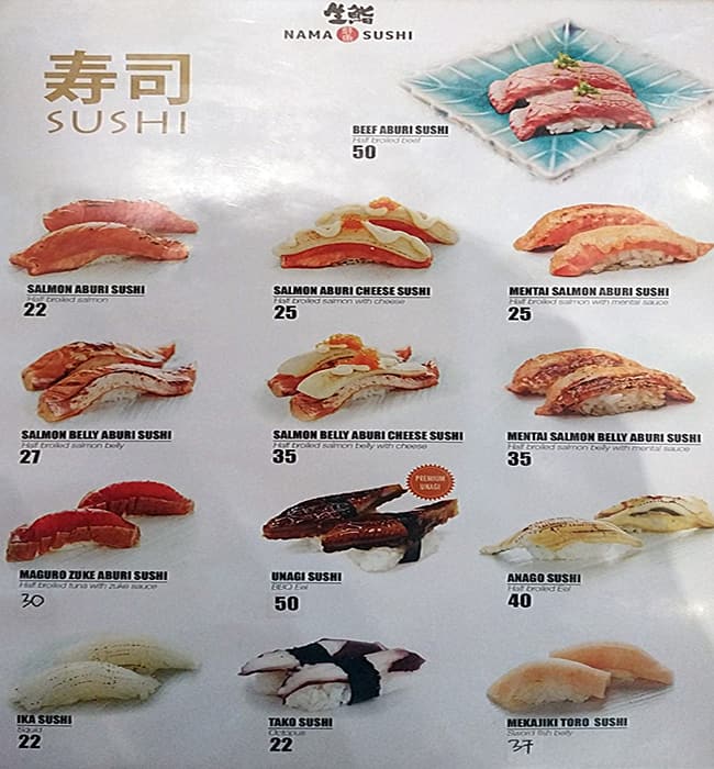 Menu at Nama Sushi by Sushi Masa restaurant, Tangerang
