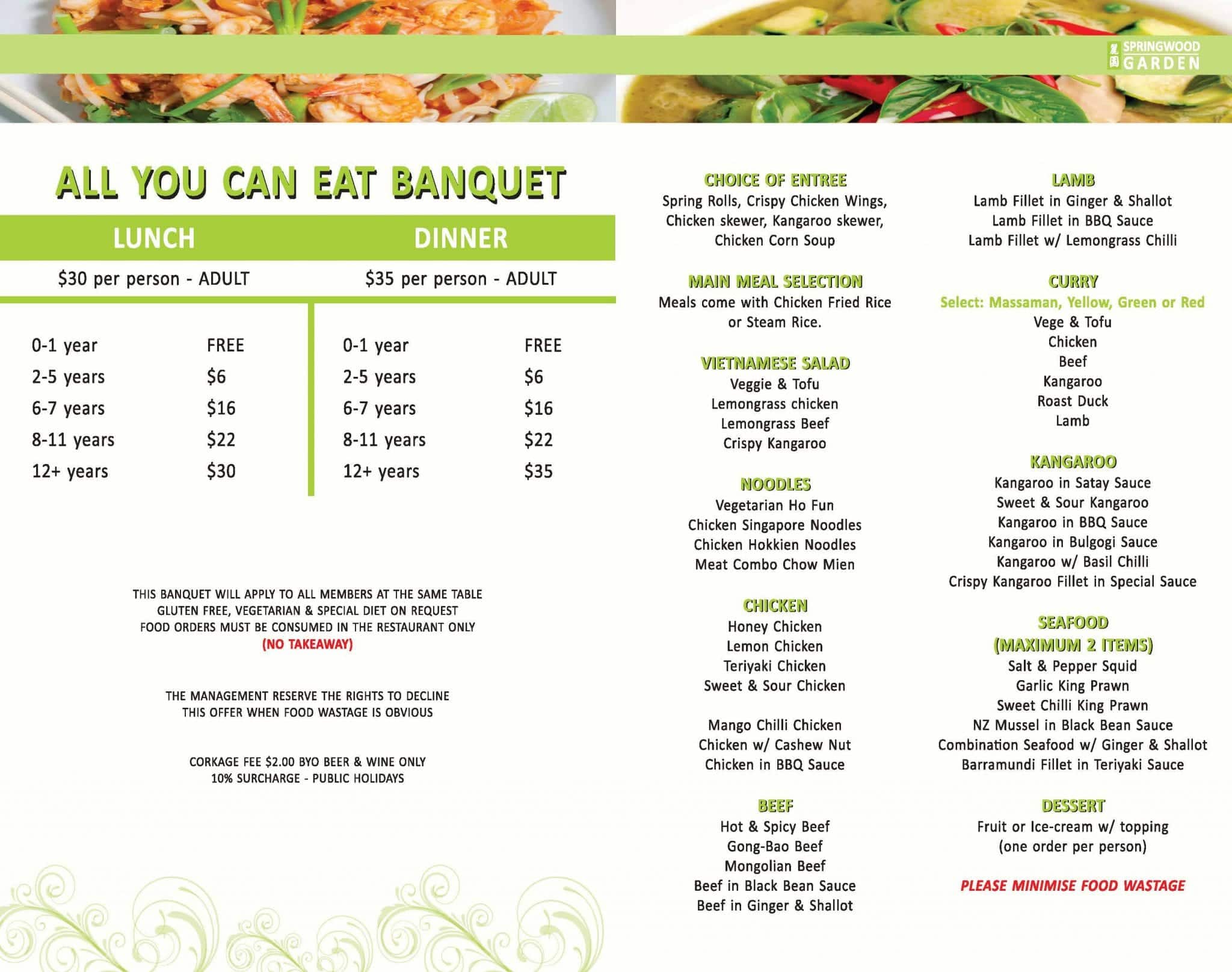 Menu at Springwood Garden Vietnamese & Chinese Cuisine restaurant ...