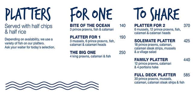 Menu au Ocean Basket The Galleria restaurant, Amanzimtoti, Shop F21-A