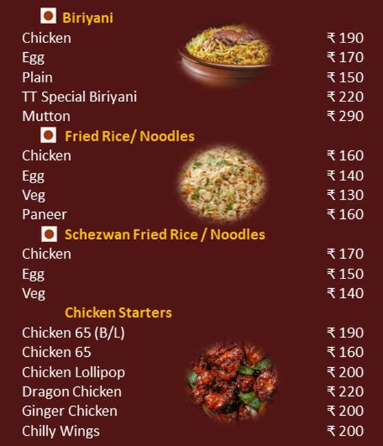 Menu of Theneer Thottam, Medavakkam, Chennai