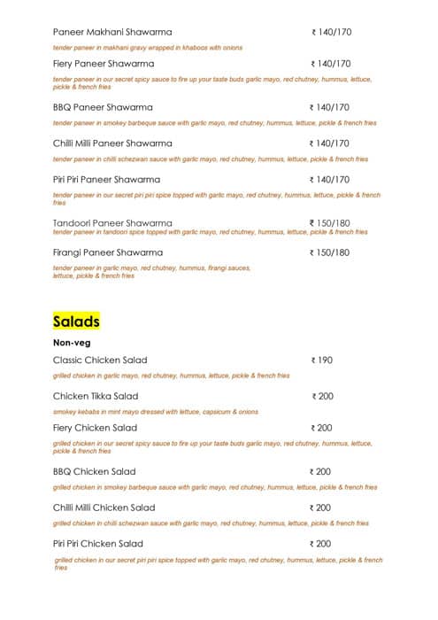 Menu at Shawarmaji Mulund, Mumbai