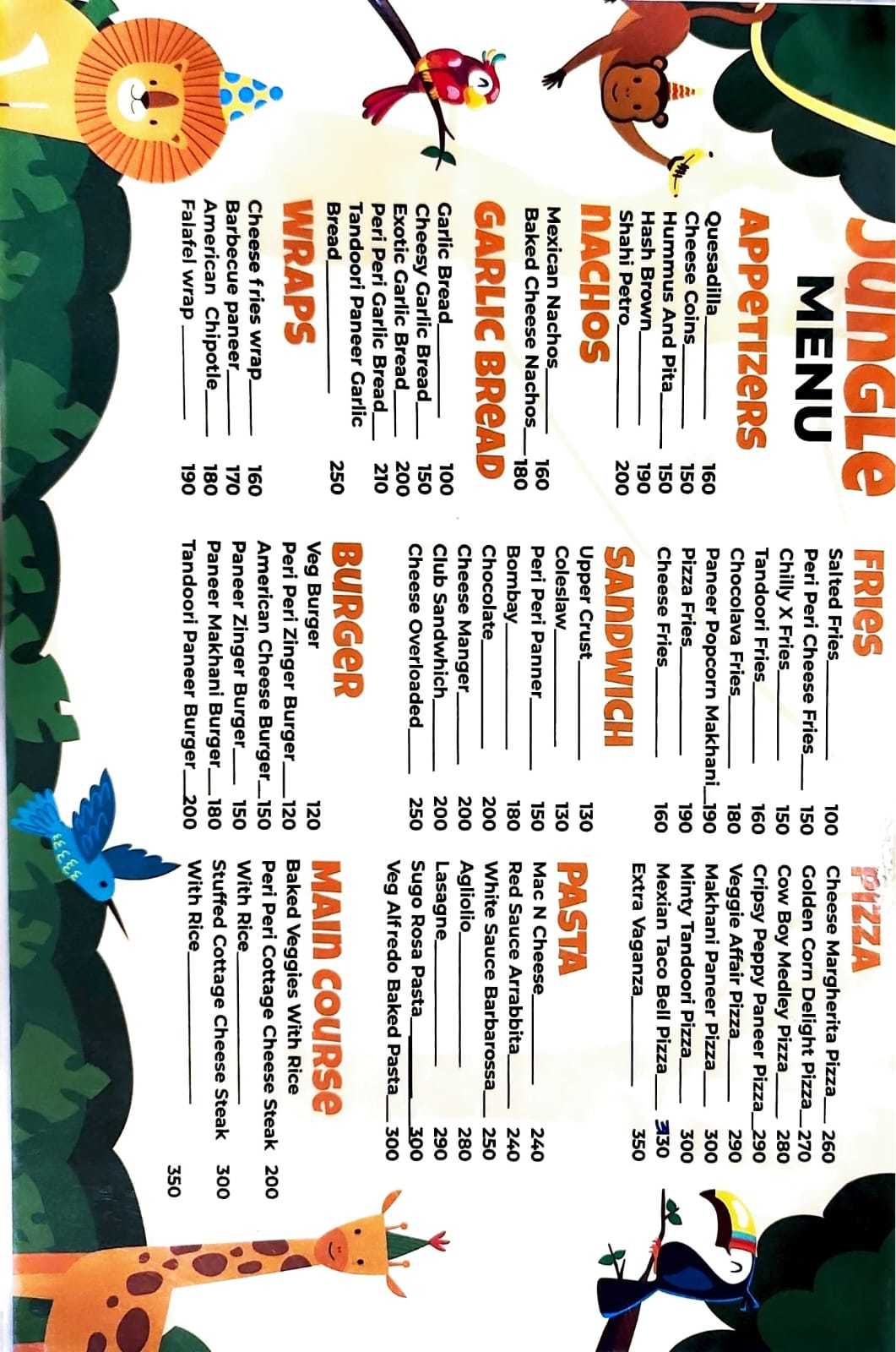 Menu at Tic Tac Toe, Raipur