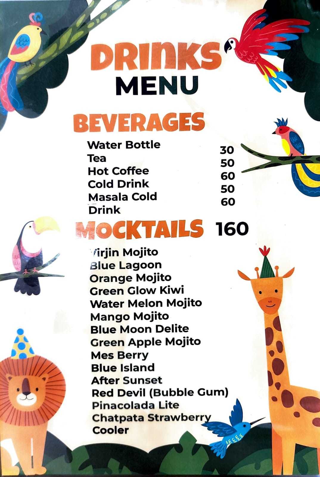 Menu at Tic Tac Toe, Raipur