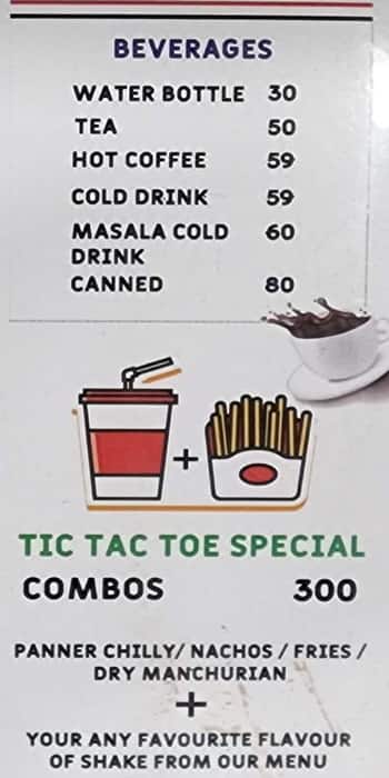 Menu at Tic Tac Toe, Raipur