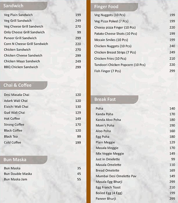 Menu of The Mom's Tea, Andheri Lokhandwala, Andheri West, Mumbai