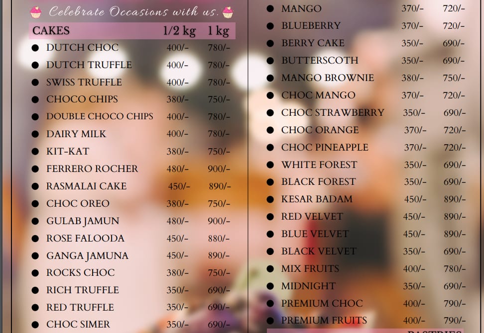 Menu of Monginis The Cake Shop, Virar, Mumbai