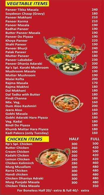 RP's Restaurant Menu, Menu for RP's Restaurant, Malviya Nagar, New ...