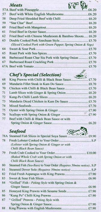 Menu at Wo Fat restaurant, Loughton, 270-272 High Rd