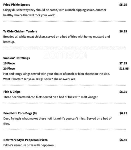 Menu at Eddy's Tavern & Social pub & bar, San Antonio