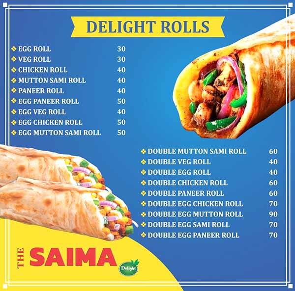 Menu at THE SAIMA DELIGHT, Kolkata