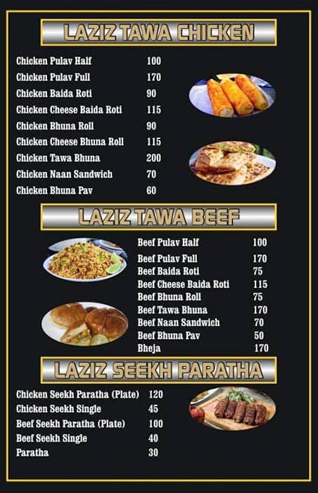 Menu of Laziz Seekh Kebab Corner, Kopar Khairane, Navi Mumbai
