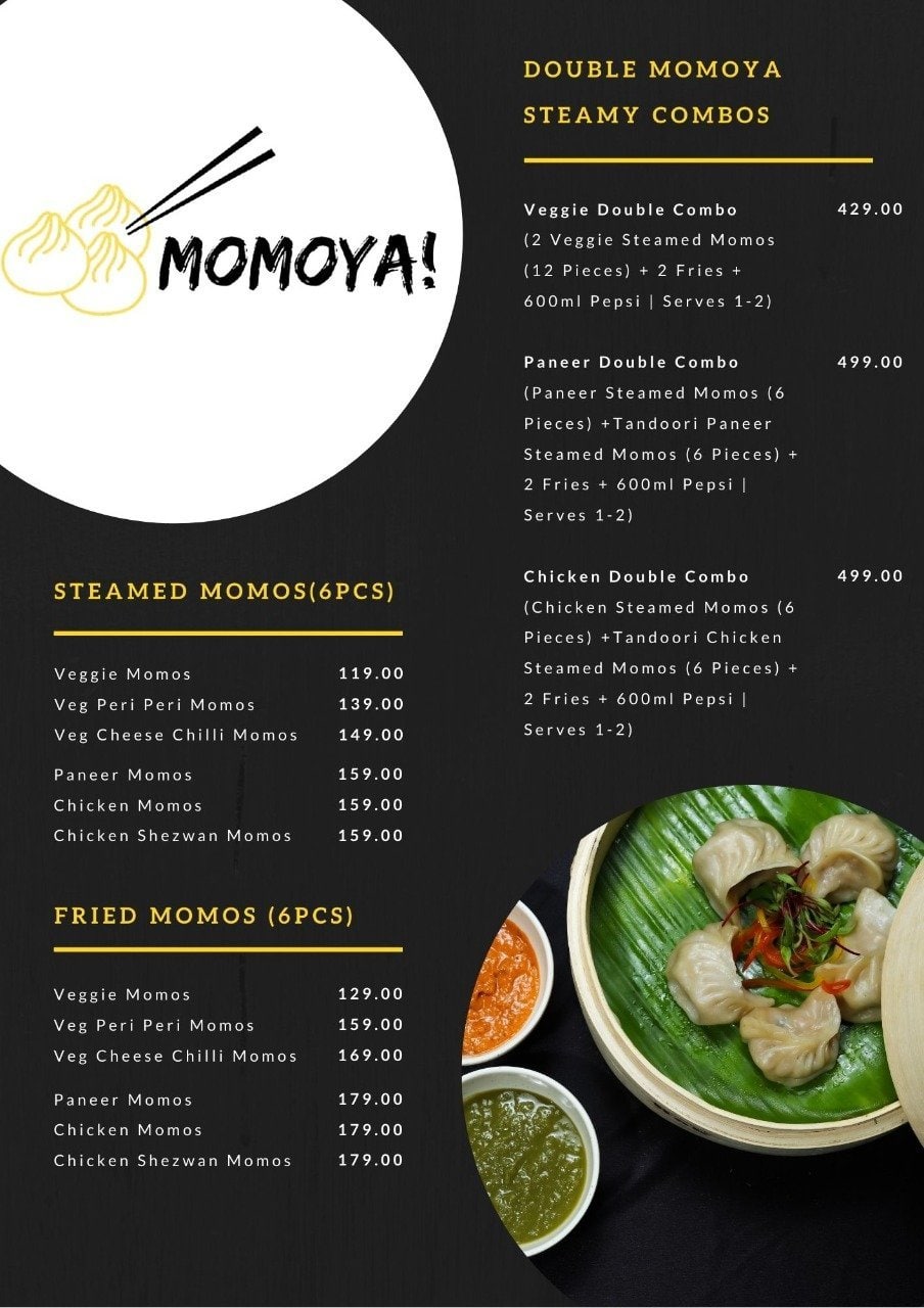 Menu of Momoya, Dahisar East, Mumbai