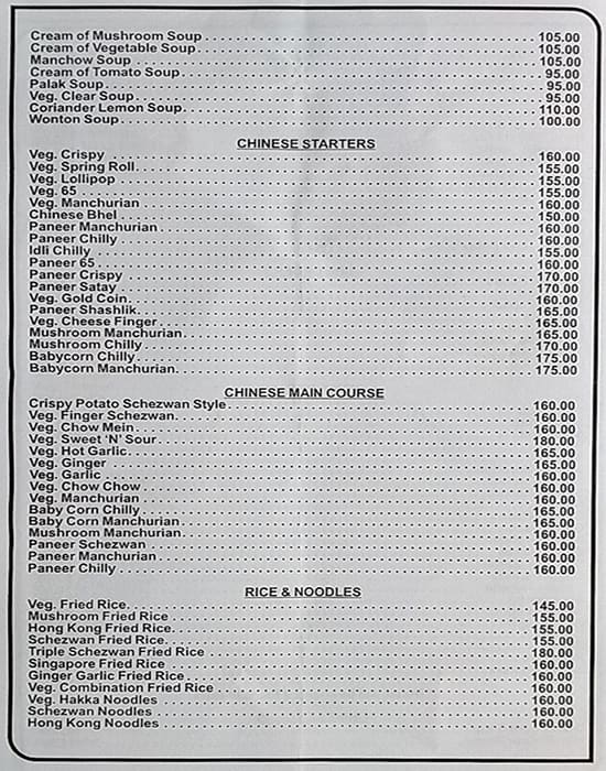 Menu of Arasa, Near Andheri East Station, Mumbai