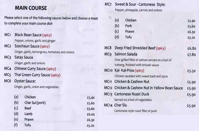 Menu at Chow Chow Oriental Restaurant, Hampton