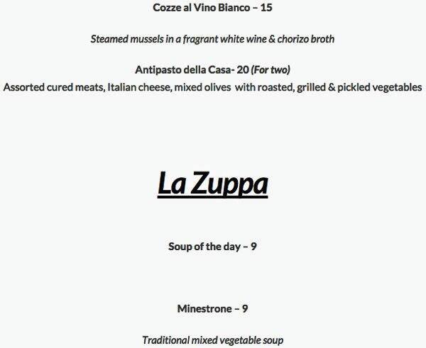 Menu au Poor Italian Ristorante pub et bar, Vancouver