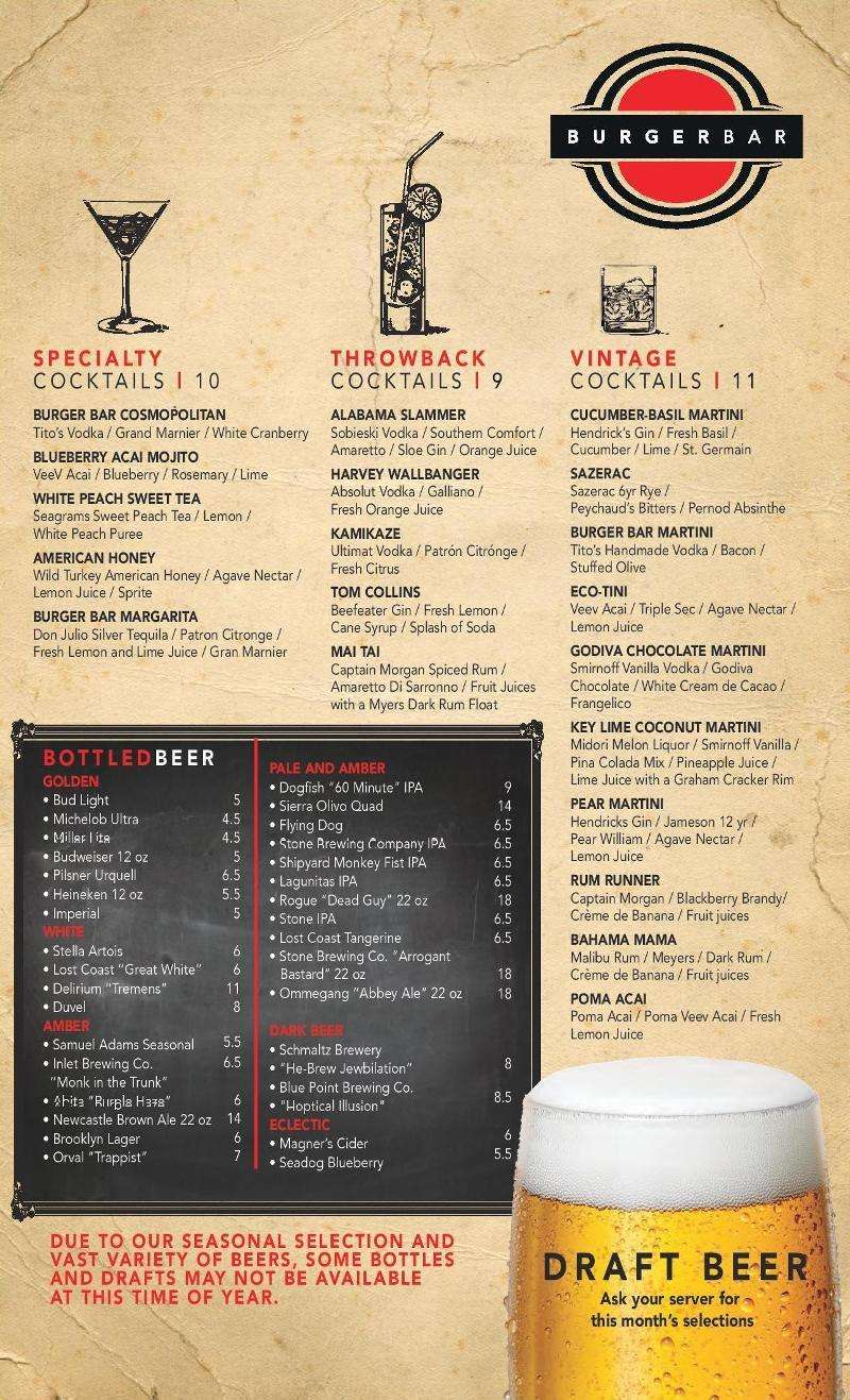 Menu at Burger Bar, Palm Beach Gardens, Donald Ross Rd