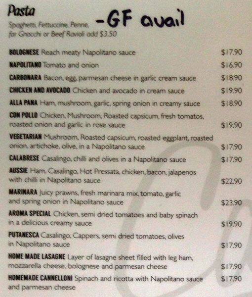 Menu at Aroma Café Currie St TAFE restaurant, Adelaide, 120 Currie St