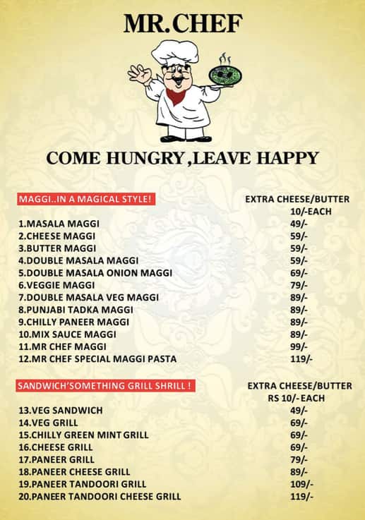 Mr. Chef International Menu, Menu for Mr. Chef International, Rajouri ...