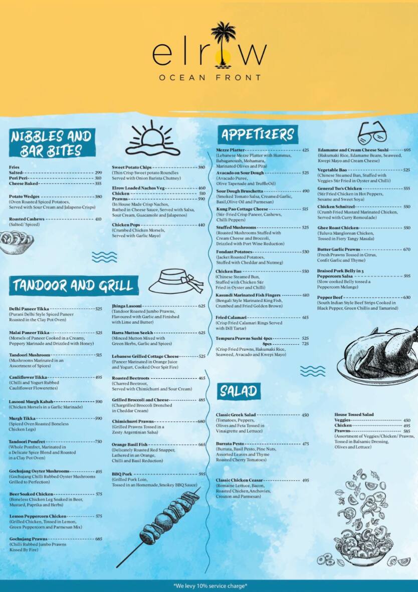 Menu of Elrow Ocean Front, Calangute, Goa