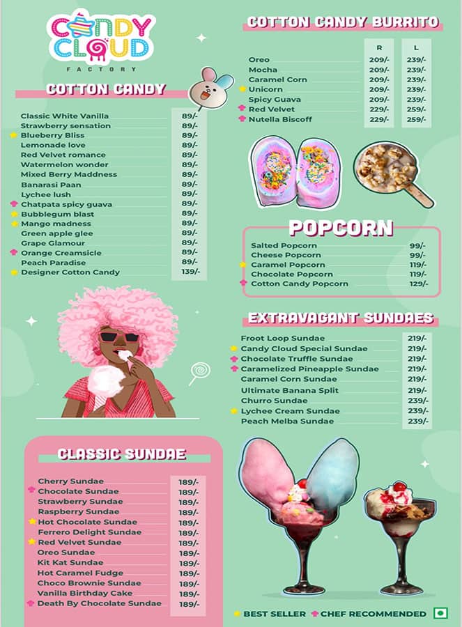 Menu of Candy Cloud Factory, Banjara Hills, Hyderabad