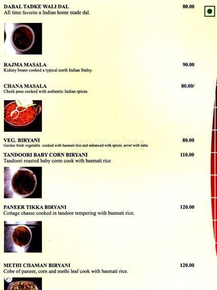 Menu at Red Fort, Bengaluru, 20th Main Rd