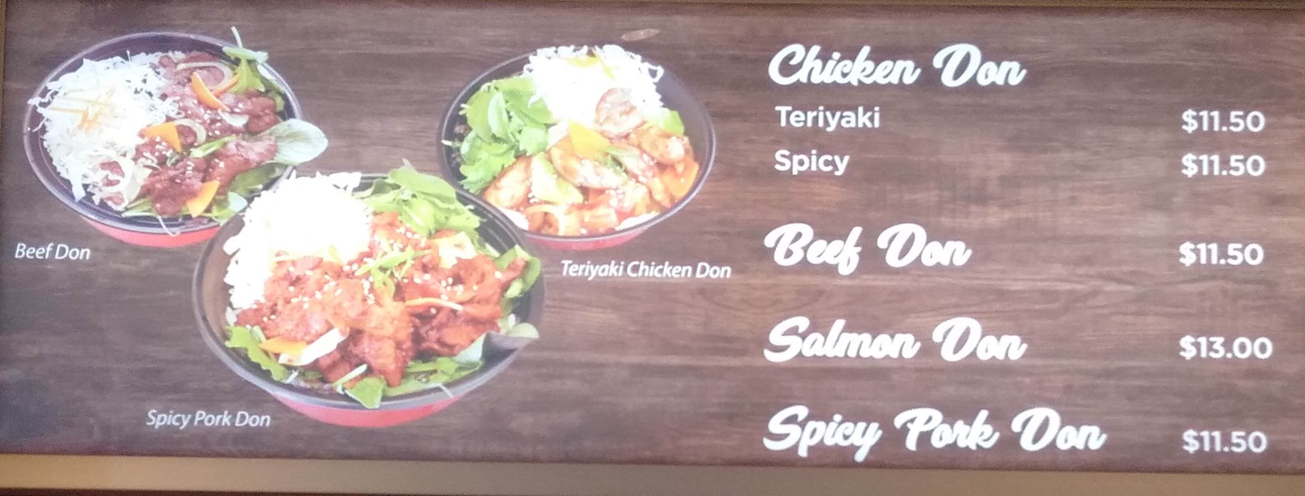 Menu at Uni Sushi restaurant, Auckland, Governor Fitzroy Place