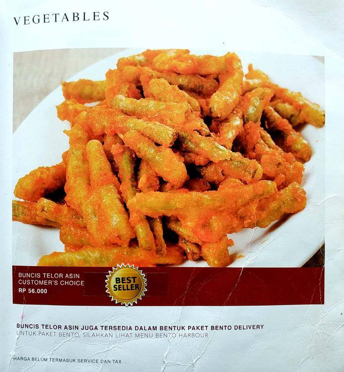 Menu at The Harbour restaurant, Jakarta, Jl. Puri Kencana