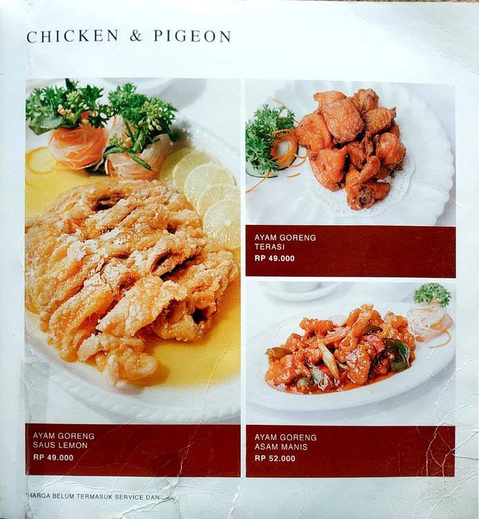 Menu at The Harbour restaurant, Jakarta, Jl. Puri Kencana