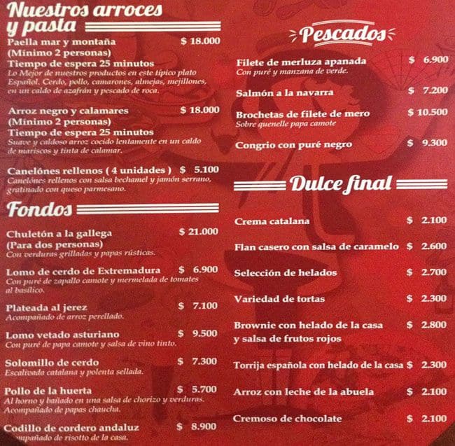 Lizarran Menu,Menú para Lizarran, Providencia, Santiago - Zomato Chile