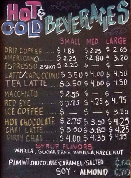 Menu at La Strada Café Bar, Chicago