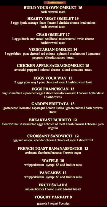 Menu at Market Street Grill restaurant, San Francisco