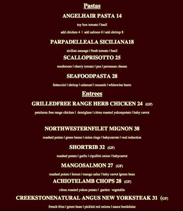 Menu at Market Street Grill restaurant, San Francisco