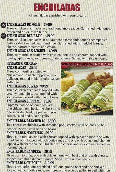 Menu at Plaza Azteca restaurant, King of Prussia, 153 S Gulph Rd