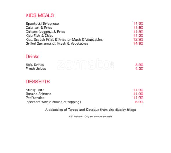 Menu at Vue 180 Restaurant, Coomera