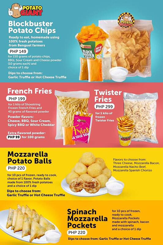 Menu at Potato Giant restaurant, Pasay, 2/F SM Mall of Asia