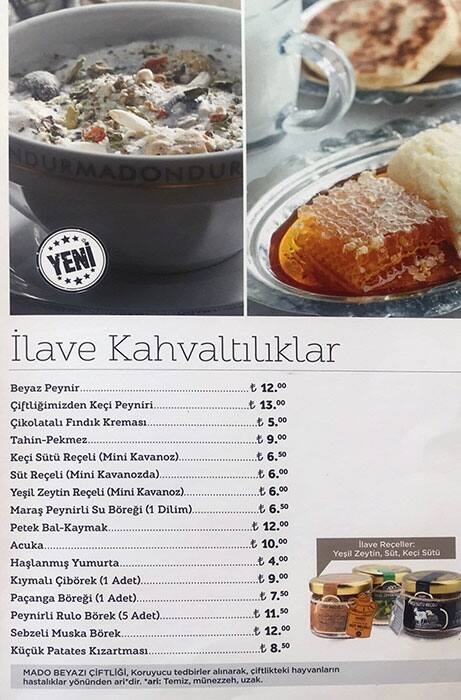 Menu at Mado, Istanbul, Kocatepe Paşa Caddesi Block 95 / A