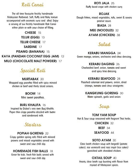 Mamak Menu, Menu for Mamak, Al Safa, Dubai - Zomato