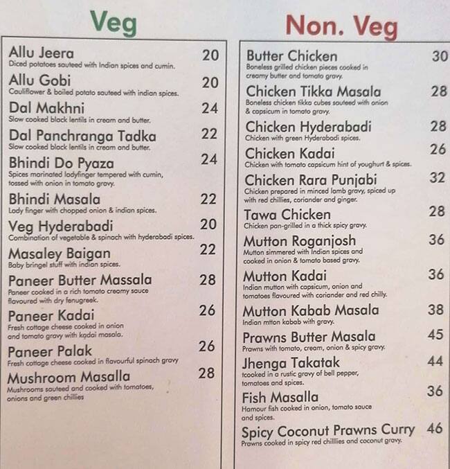 Menu at Parivar Restaurant, Abu Dhabi, Ground Level