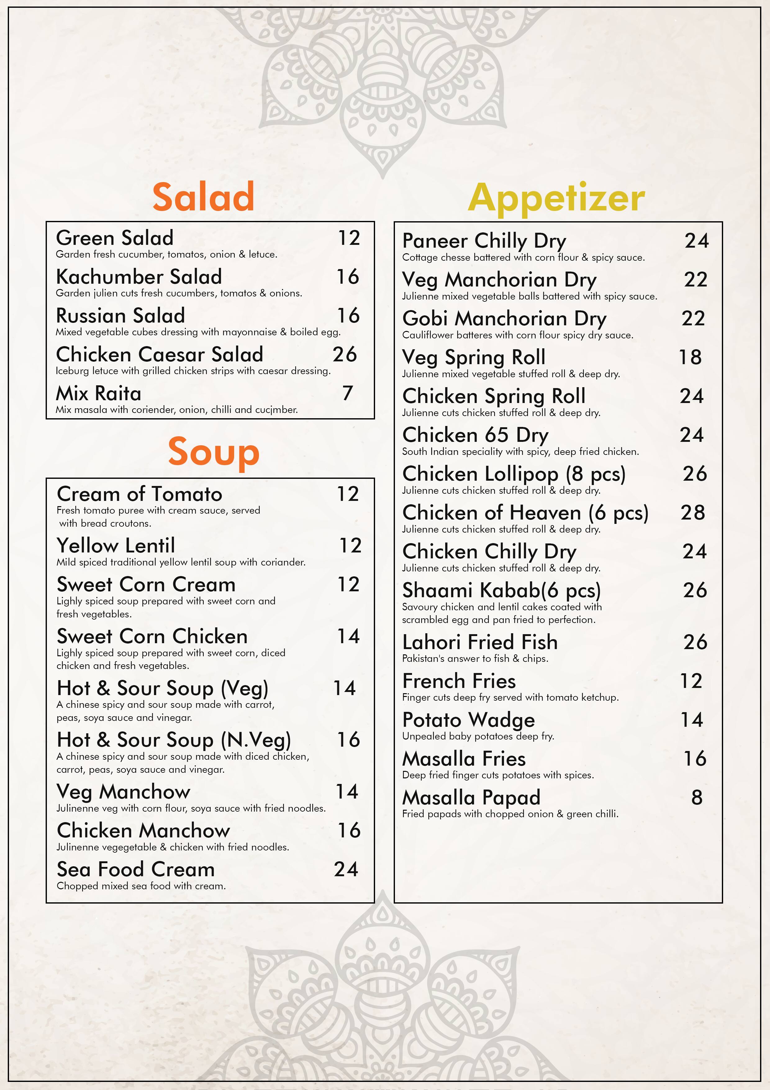 Parivar Restaurant Menu, Menu for Parivar Restaurant, Al Markaziya, Abu ...