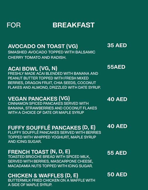 Menu of Foodshed Restaurant, Khalifa Park Area, Abu Dhabi