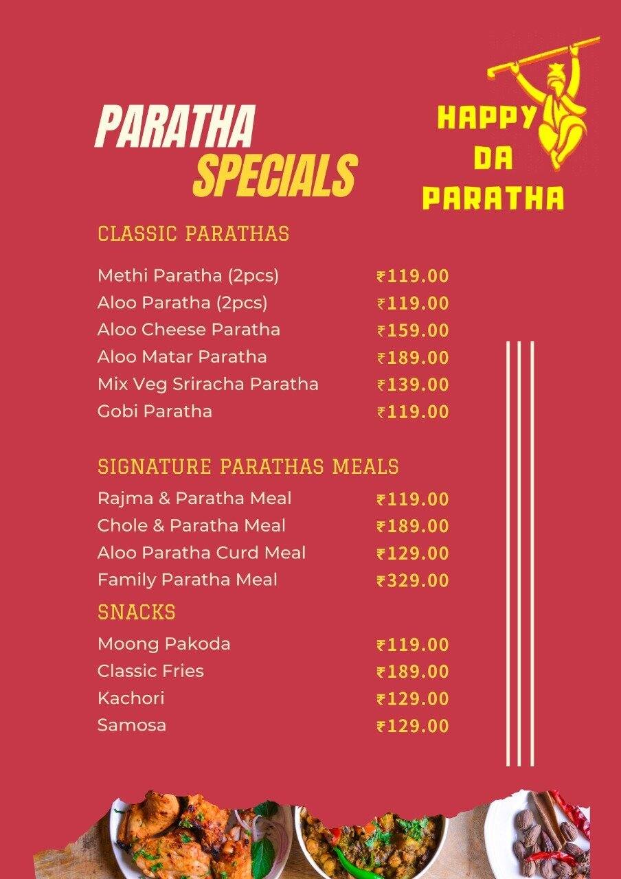 Menu of Happy Da Paratha, Dahisar East, Mumbai