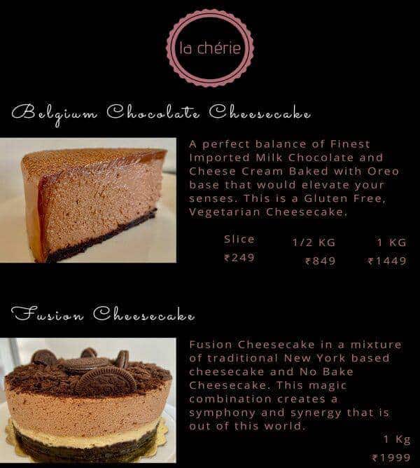 Menu of La Cherie, NIBM Road, Pune