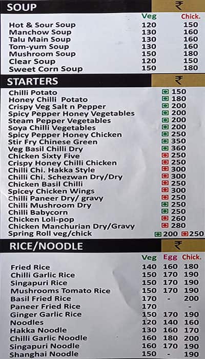 Menu of Chawla Chicken, Safdarjung, New Delhi