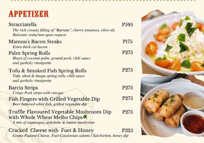 Menu at Mamou steakhouse, Taguig, Mcarthur Avenue Bonifacio Global City