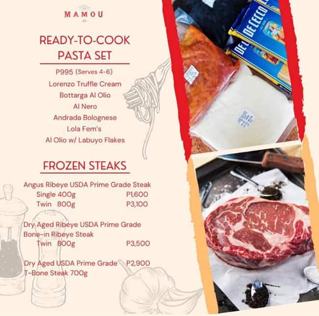 Menu at Mamou Too steakhouse, Makati, Power Plant Mall