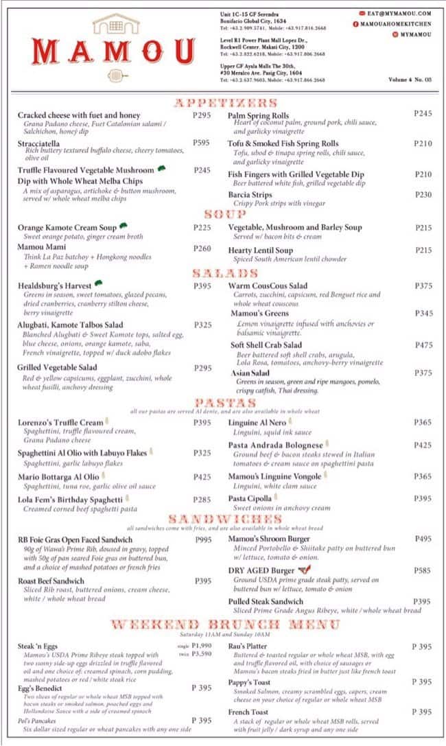 Mamou Menu, Menu for Mamou, Bonifacio Global City, Taguig City - Zomato ...