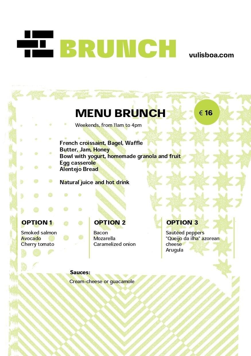 Menu at Village FOOD restaurant, Lisbon