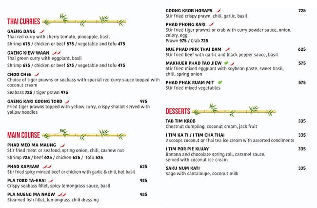 Menu at Thai Soul - Grand Hyatt Kochi Bolgatty, Kochi